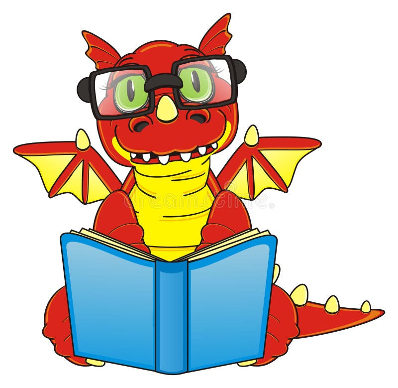 Dragon read a book stock illustration. Illustration of china - 81364154