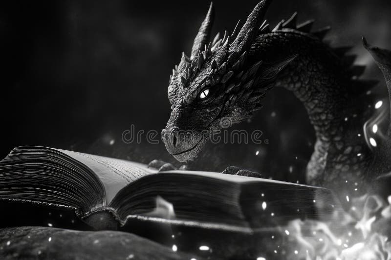 Dragon Reading Book stock photo. Image of dragon, literature - 374865654