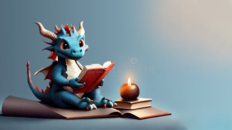 The Dragon is Reading a Book Stock Illustration - Illustration of ...