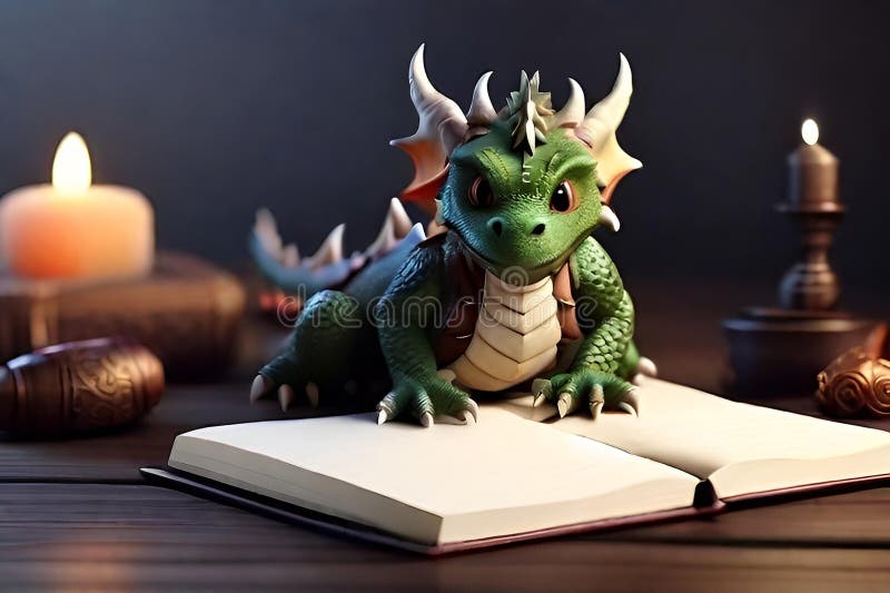 The Dragon is Reading a Book Stock Illustration - Illustration of ...