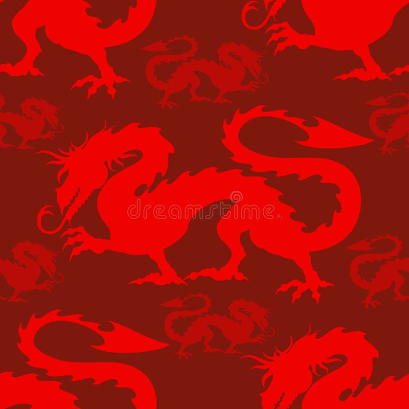 Dragon Red Mythological Creature Vector Seamless Repeat Textile Pattern ...
