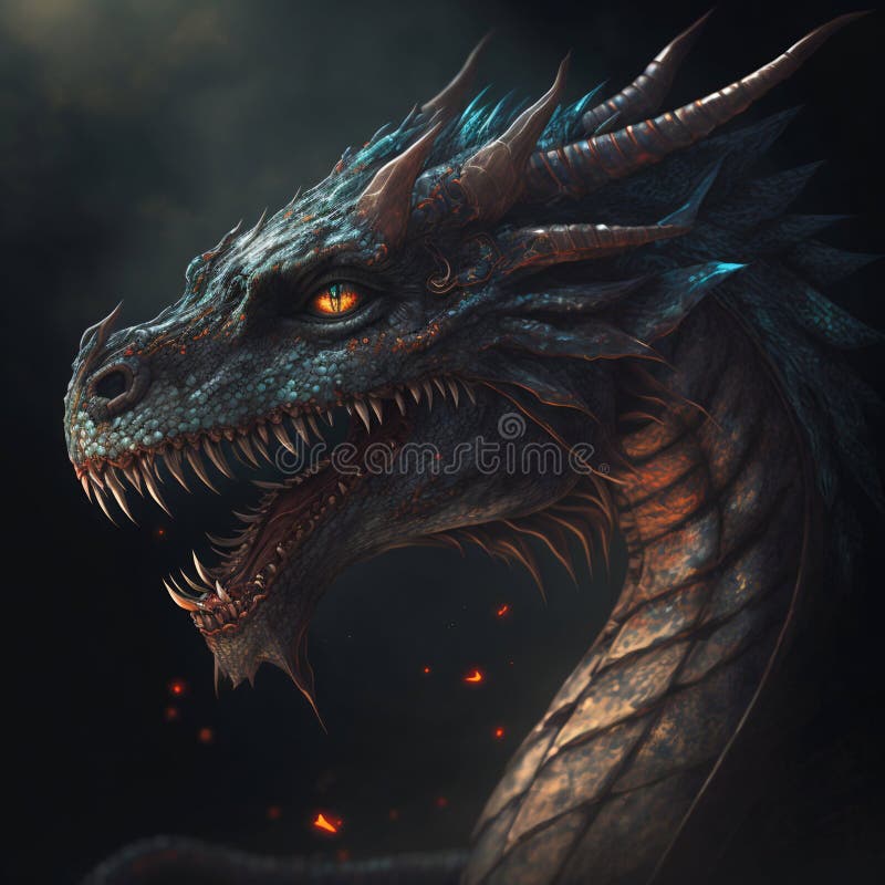 Dragon Reptile Burning Fire. Generative AI Stock Illustration ...