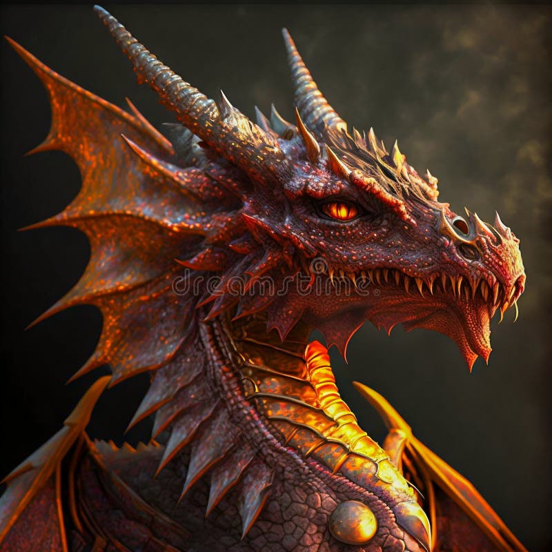 Dragon Reptile Burning Fire. Generative AI Stock Illustration ...