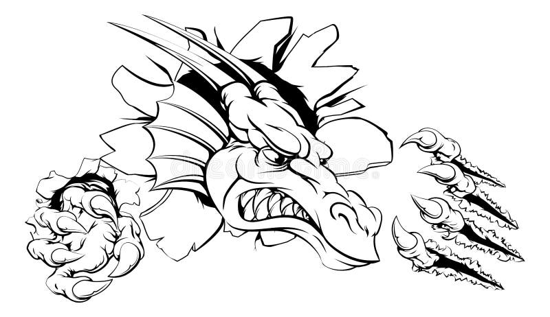 Dragon Ripping through Background Stock Vector - Illustration of hole ...