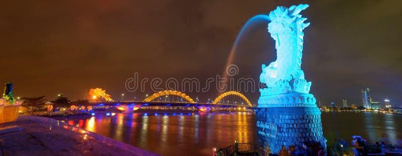 Dragon River Bridge ( Rong Bridge) in Da Nang, Vietnam Stock Image ...