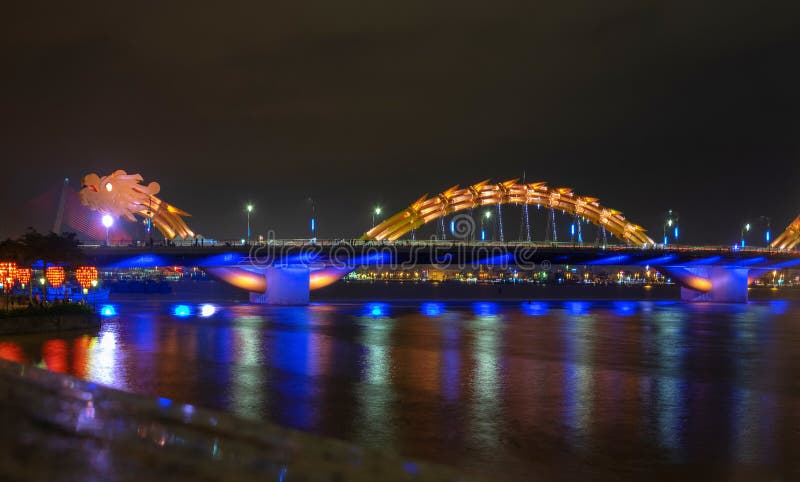 Dragon River Bridge ( Rong Bridge) in Da Nang, Vietnam Stock Image ...