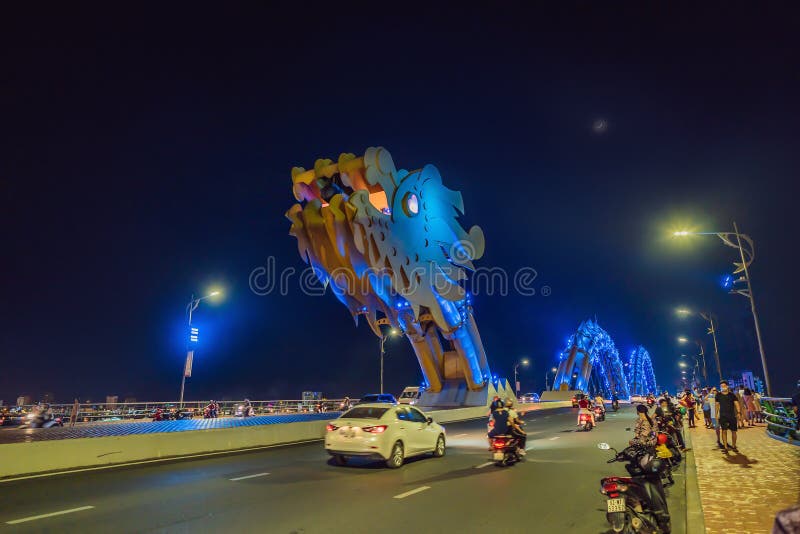 Dragon River Bridge Rong Bridge in Da Nang, Vietnam Editorial Stock ...