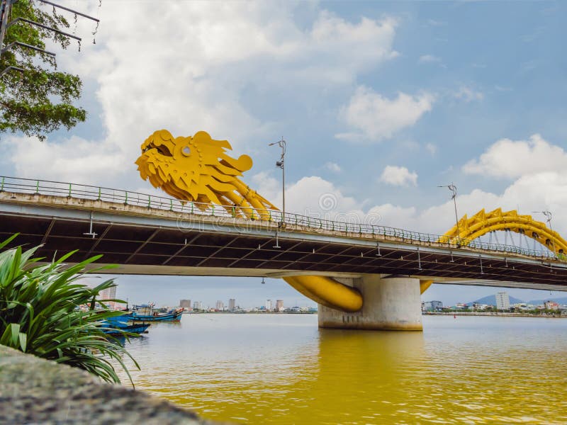 Dragon River Bridge, Rong Bridge in Da Nang, Vietnam Stock Image ...