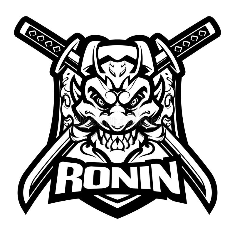 Dragon Ronin Ninja Mascot Line Art Stock Vector - Illustration of ...