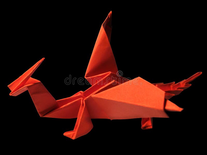 Dragon Rouge D'origami D'isolement Sur Le Noir 2 Photo stock - Image du ...