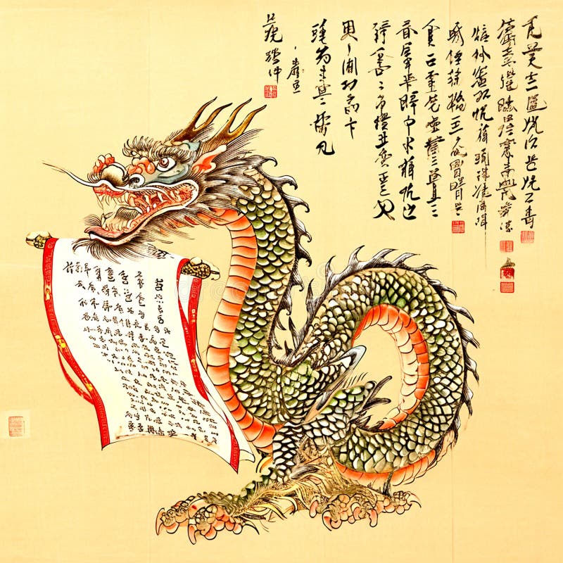 Dragon with a Scroll, Chinese New Year, Generative AI Stock ...