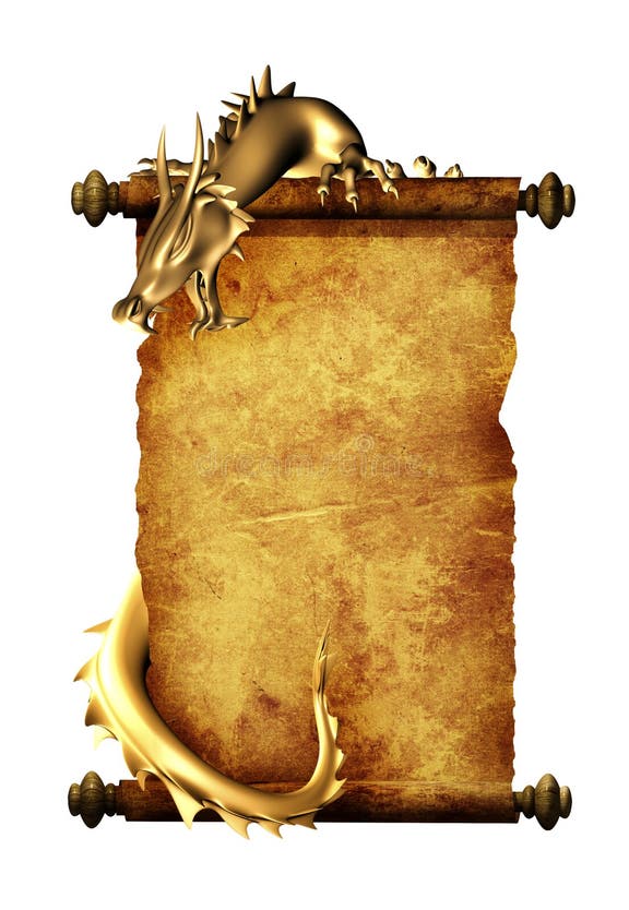 Dragon and Scroll of Old Parchment Stock Illustration - Illustration of ...