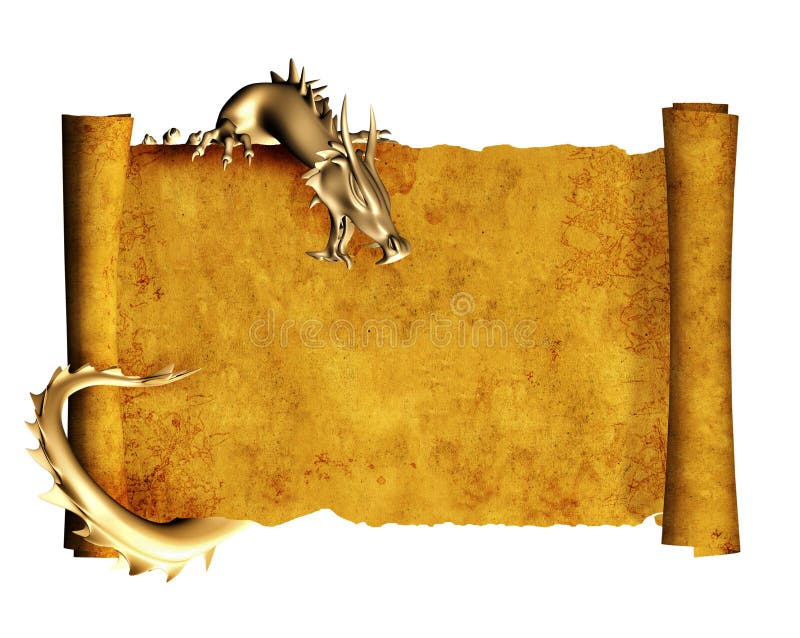Dragon and Scroll of Old Parchment Stock Illustration - Illustration of ...