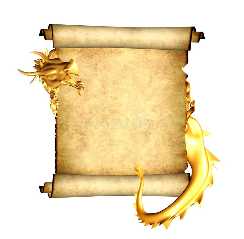 Dragon and Scroll of Old Parchment Stock Illustration - Illustration of ...
