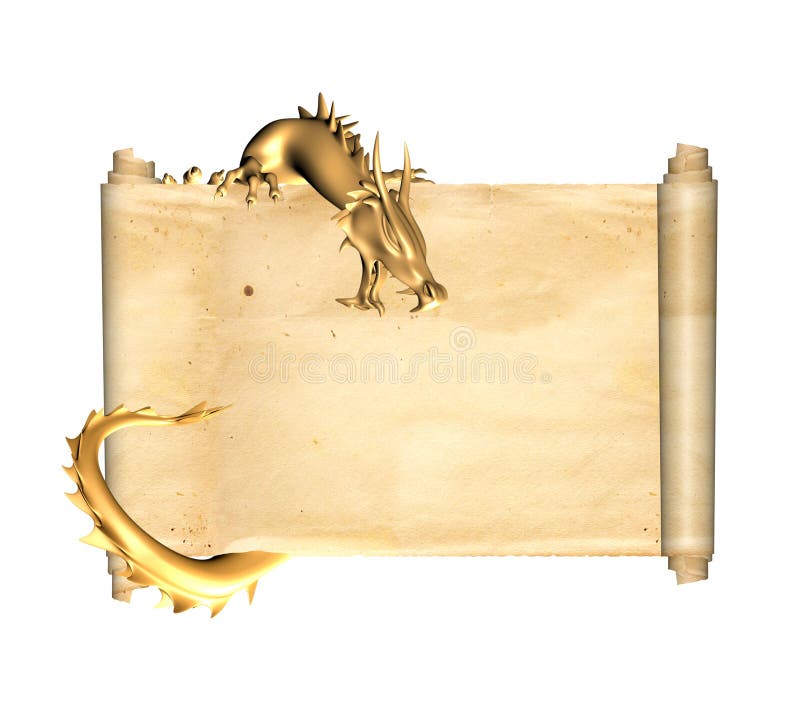 Dragon and Scroll of Old Parchment Stock Illustration - Illustration of ...