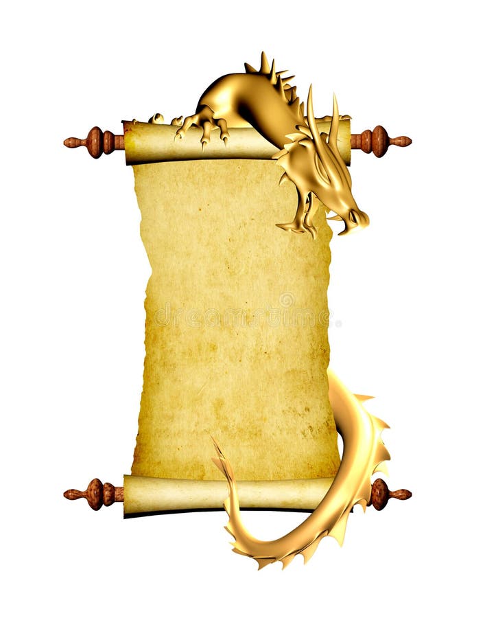 Dragon and Scroll of Old Parchment Stock Illustration - Illustration of ...