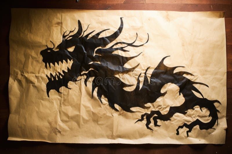 A Dragon Shadow Puppet on a Parchment Paper Stock Photo - Image of ...