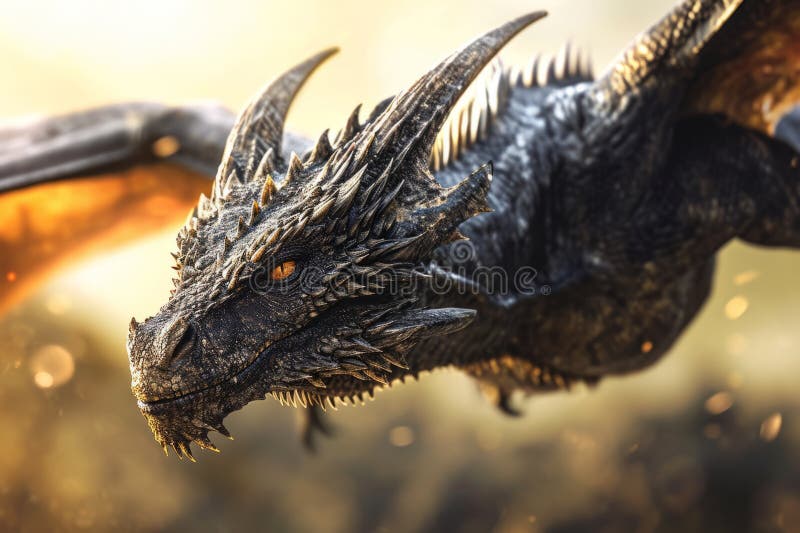 A Dragon with Sharp Spikes Flying Stock Photo - Image of evil, reptile ...