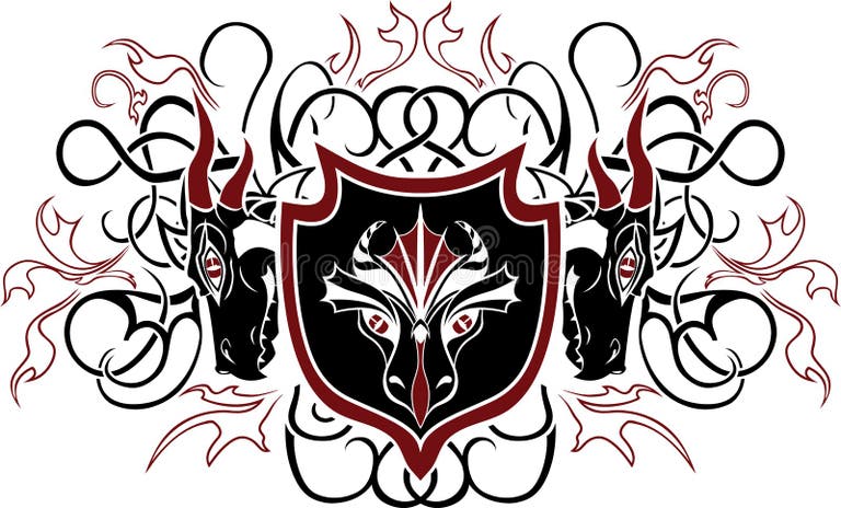 Dragon shield stock vector. Illustration of dragon, fantasy - 22378552