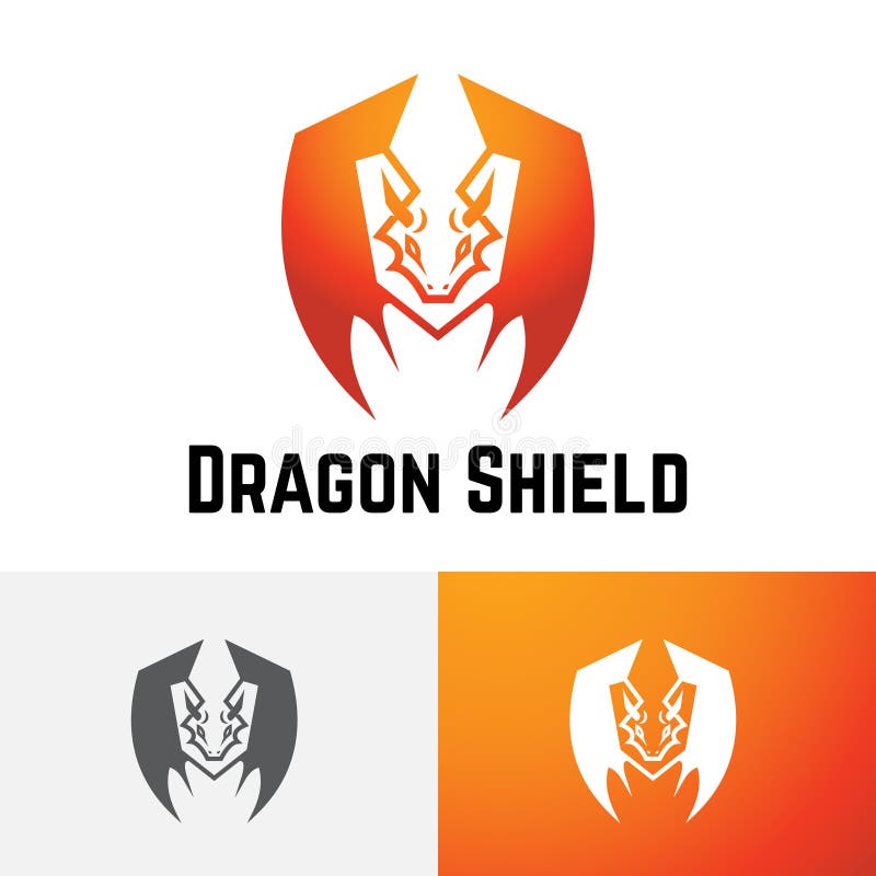 Dragon Shield Strong Guard Esport Game Logo Design Stock Vector ...