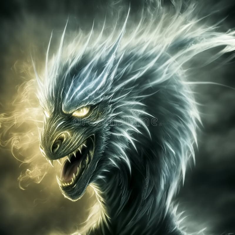 Dragon from Smoke on Black Background. Generative AI Stock Illustration ...