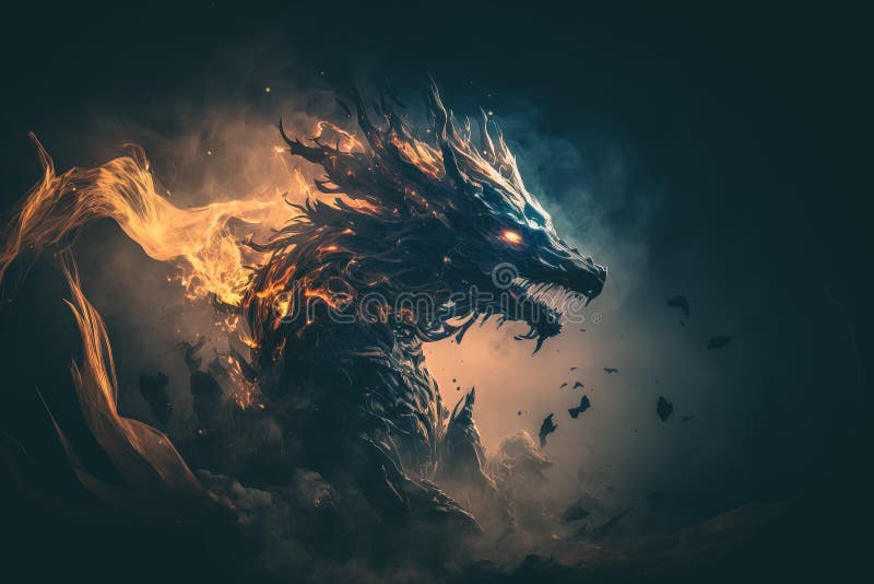 Dragon Smoke Fire Clouds Fantasy. Generate Ai Stock Illustration ...