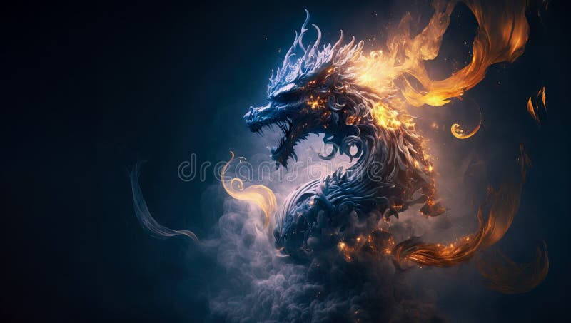 Dragon Smoke Fire Clouds Fantasy. Generate Ai Stock Illustration ...