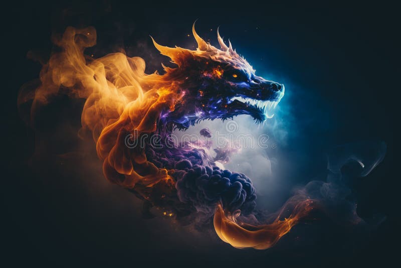 Dragon Smoke and Fire in the Sky. Generative AI Stock Illustration ...