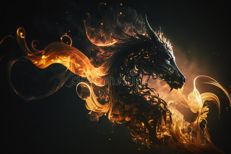 Dragon Smoke and Fire in the Sky. Generative AI Stock Illustration ...