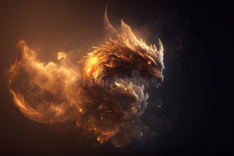 Dragon Smoke and Fire in the Sky. Generative AI Stock Illustration ...