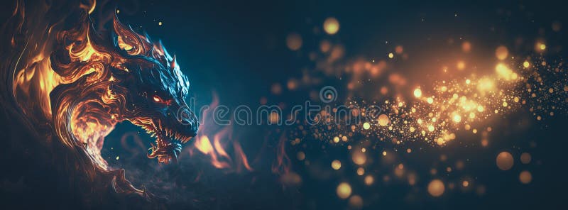 Dragon Smoke and Fire in the Sky. Generative AI Stock Illustration ...