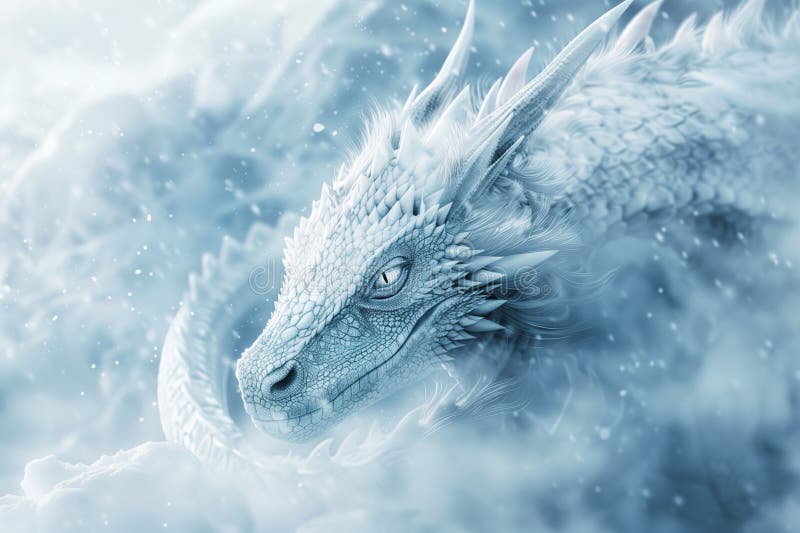 Dragon in Snow stock illustration. Illustration of blue - 318407654