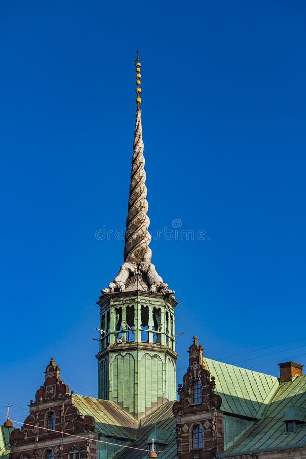 Dragon Spire of the the Stock Exchange in Copenhagen, Denmark Stock ...