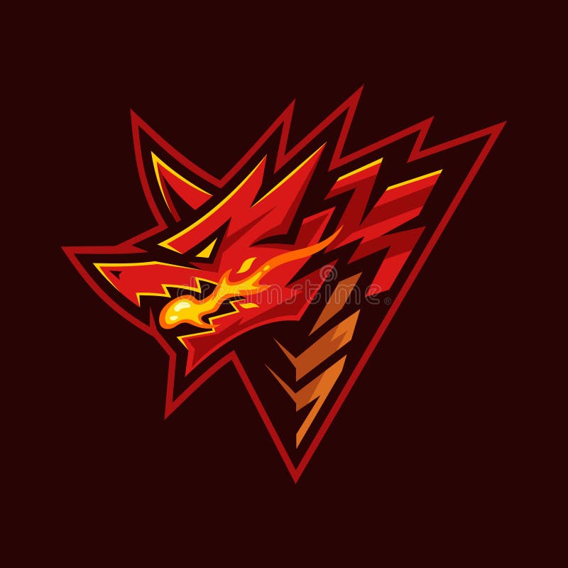 Dragon Spits Fire Logo Design Stock Vector - Illustration of angry ...