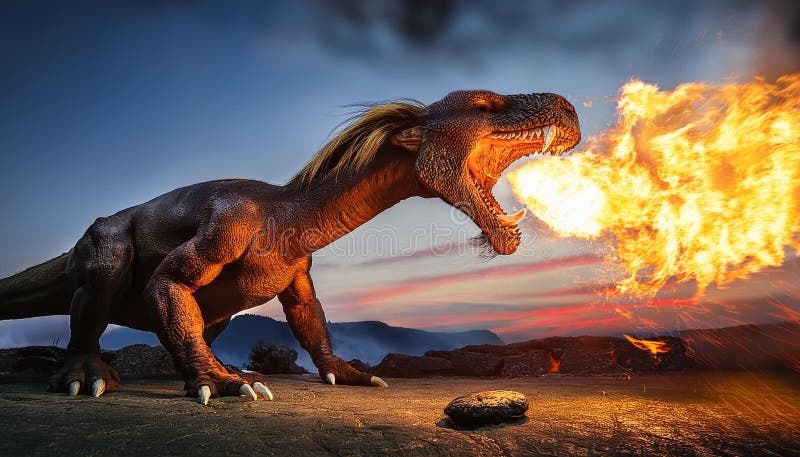 Dragon Spitting Fire, AI Generated Stock Illustration - Illustration of ...