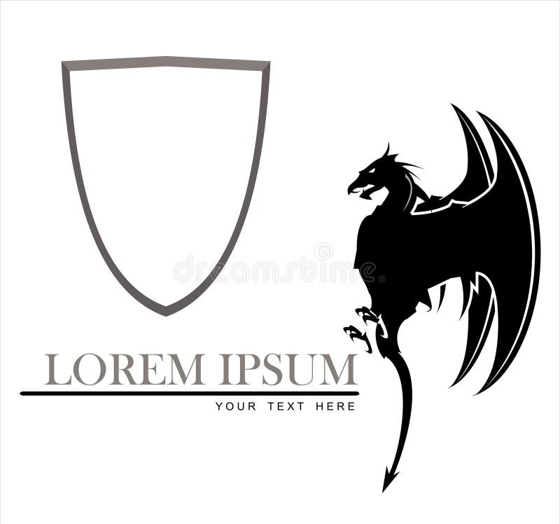Dragon, Spreading Its Wing. Side View. Combine with Text and Shield ...