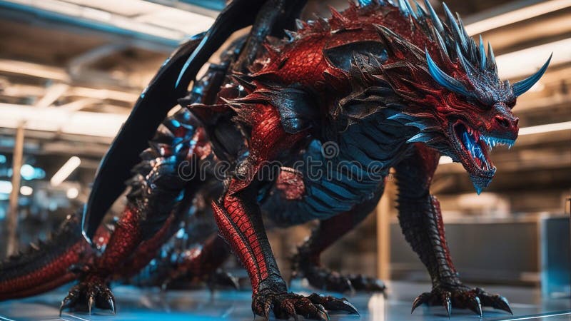 Dragon on the Stage in an Evil Future, Stock Illustration ...