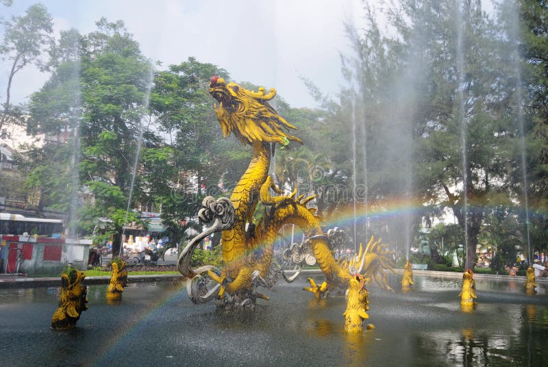 Dragon Statues at Chinatown in Saigon, Vietnam Stock Photo - Image of ...