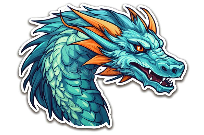 Dragon Sticker on White Background. Generative AI Stock Illustration ...
