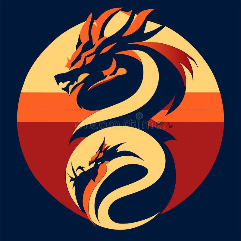 Dragon in the Sunset. Vector Illustration of a Stylized Dragon Stock ...