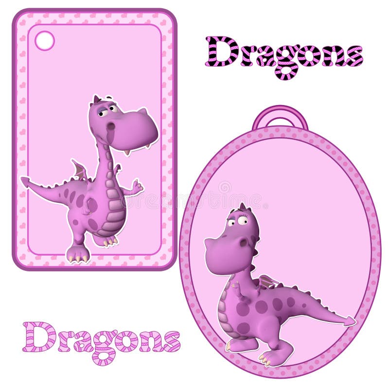 Dragon Tags rosado lindo stock de ilustración. Ilustración de extracto ...