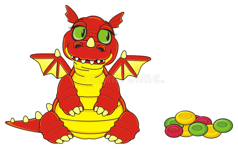 Big dragon with sweets stock vector. Illustration of candies - 20376611