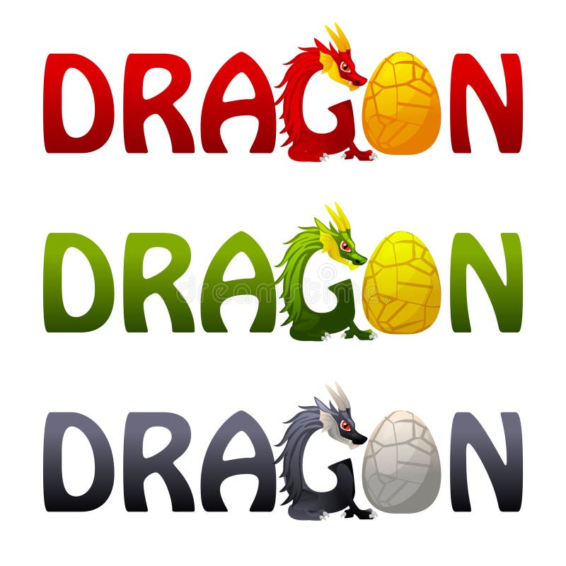 Dragon Text. Chinese Dragon and Dragon Egg Stock Vector - Illustration ...