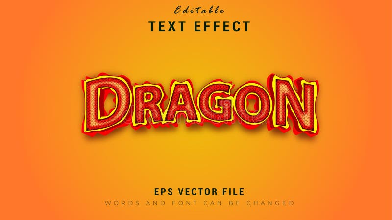 Editable Vector Text Effect Dragon, Fire Effect Stock Vector - Illustration of threedimensional ...