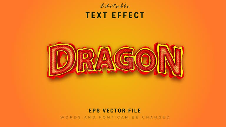 Editable Vector Text Effect Dragon, Fire Effect Stock Vector ...