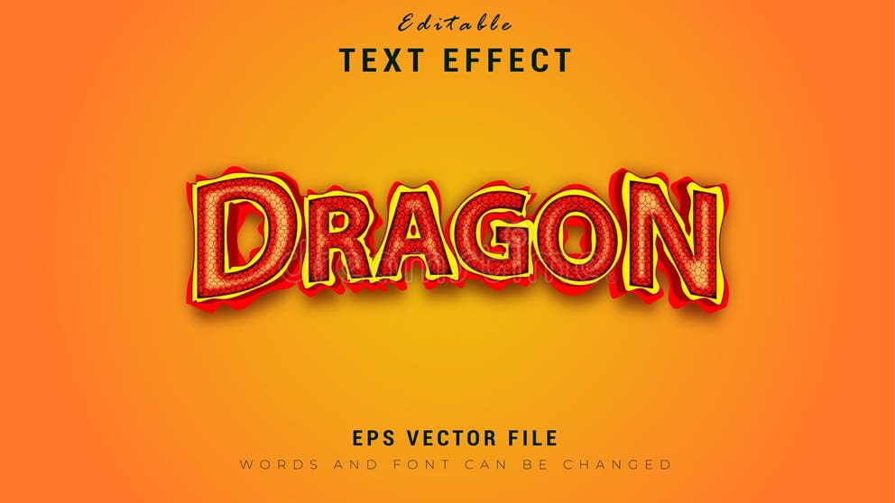 Editable Vector Text Effect Dragon, Fire Effect Stock Vector ...