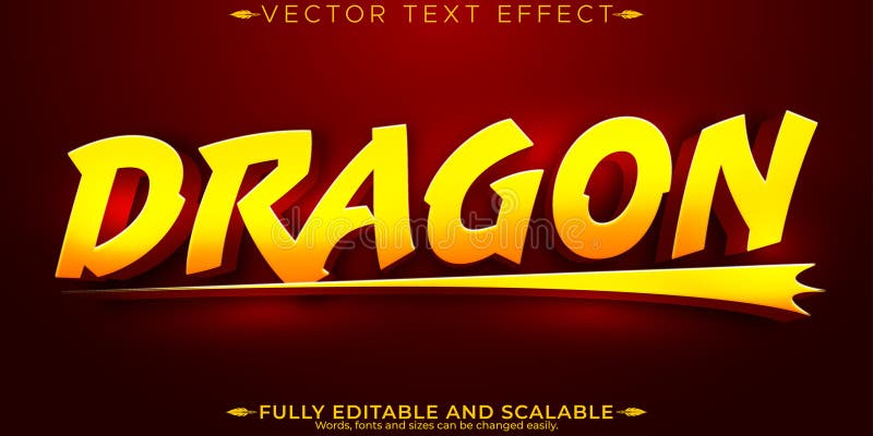 Dragon Text Effect, Editable Asia and China Text Style Stock Vector ...