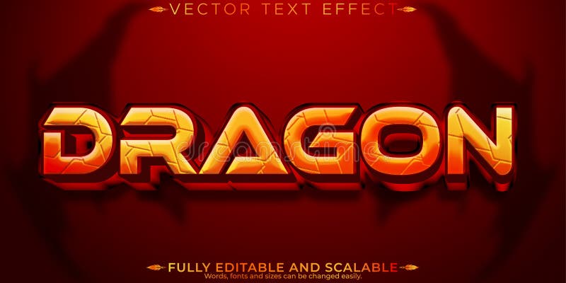Dragon Text Effect, Editable Fire and Gamer Font Style Stock Vector ...