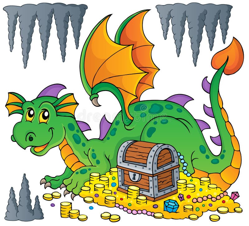 Dragon with Treasure Theme Image 1 Stock Vector - Illustration of ...