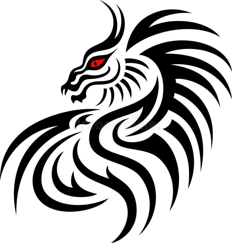 Dragon tribal tattoo stock vector. Illustration of dragon - 285647172